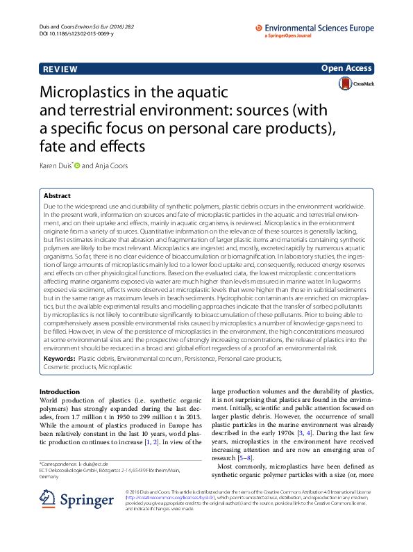 (PDF) Microplastics in aquatic and terrestrial environment