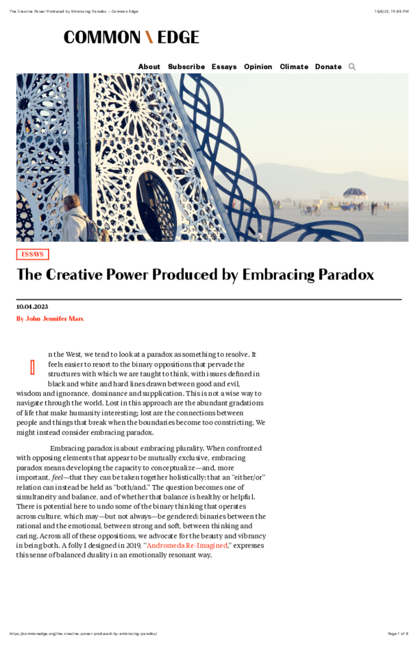 (PDF) The Creative Power Produced by Embracing Paradox | John Marx ...