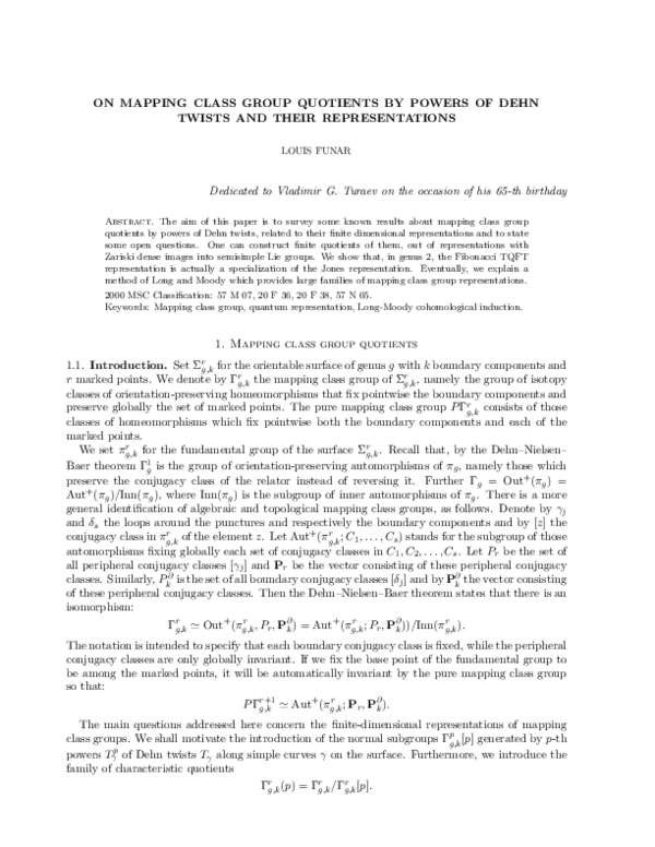(PDF) On mapping class group quotients by powers of Dehn twists and ...