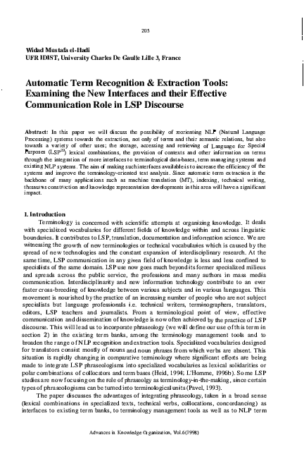 (PDF) Automatic Term Recognition & Extraction Tools: Examining the New Interfaces and their ...