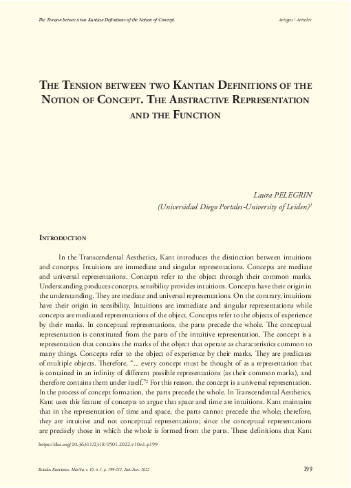 (PDF) The Tension between two Kantian Definitions of the Notion of ...