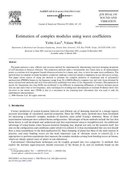 (PDF) Estimation of complex modulus using wave coefficients