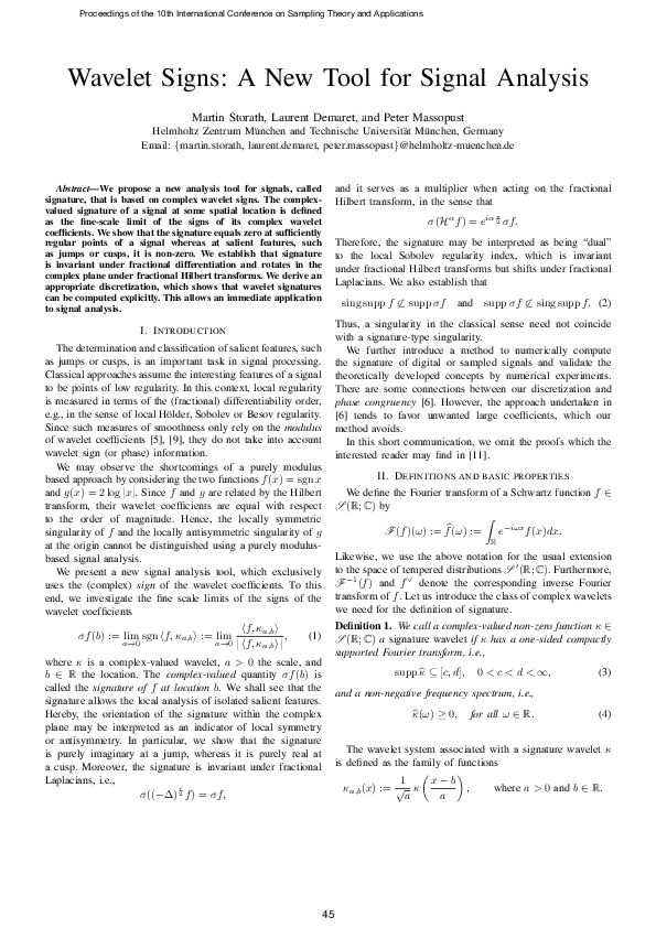 (PDF) Wavelet Signs: A New Tool For Signal Analysis