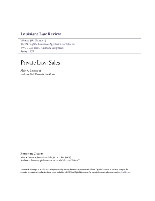 (PDF) Private Law: Sales