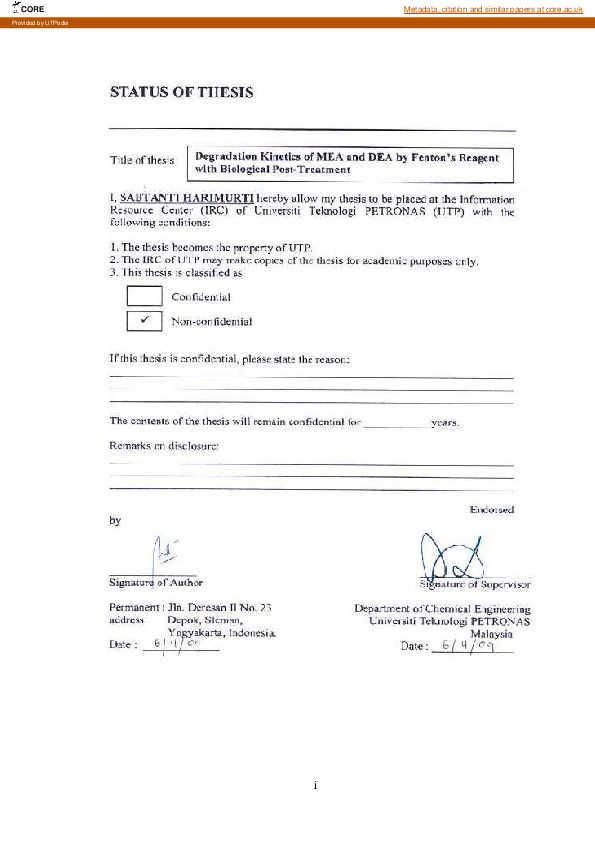 (PDF) Degradation Kinetics of MEA and DEA by Fenton’s Reagentwith ...