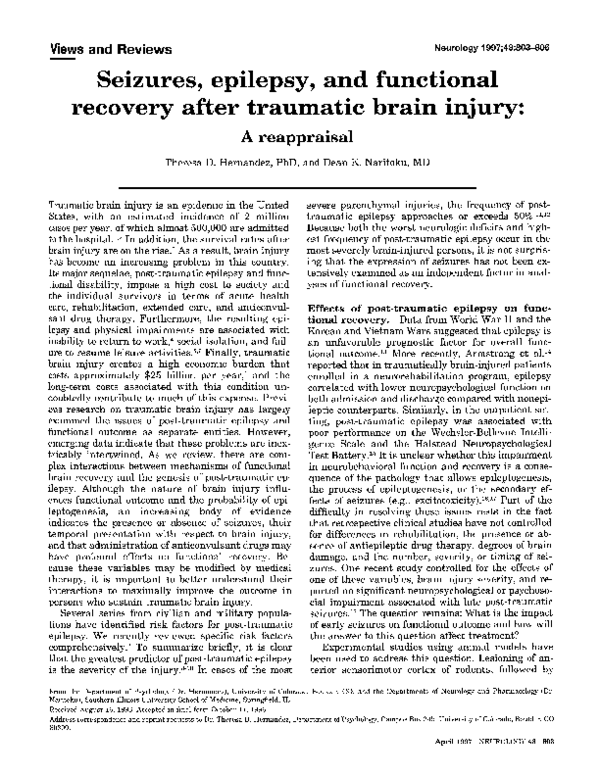(PDF) Seizures, epilepsy, and functional recovery after traumatic brain ...