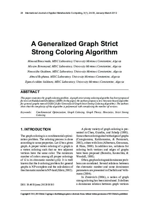 (PDF) A Generalized Graph Strict Strong Coloring Algorithm