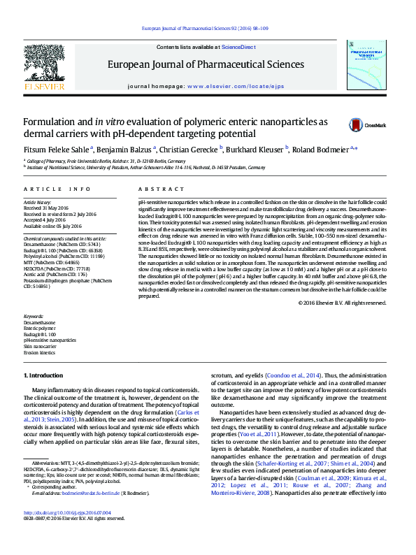 Pdf Formulation And In Vitro Evaluation Of Polymeric Films Of Diltiazem Hydrochloride And