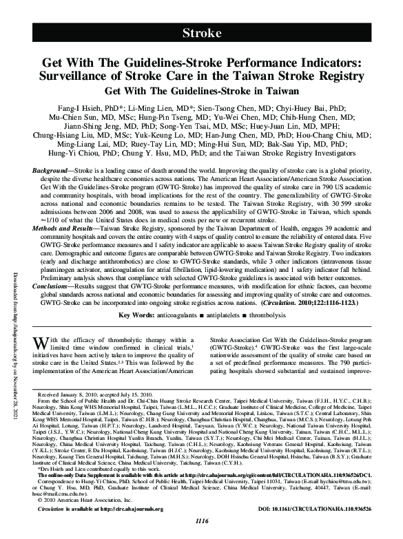 (PDF) Get With The Guidelines-Stroke Performance Indicators ...