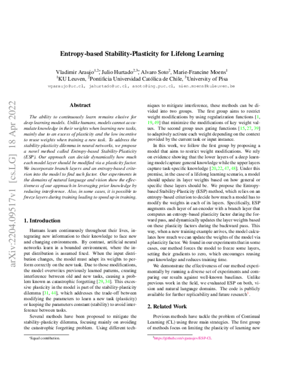 (PDF) Entropy-based Stability-Plasticity for Lifelong Learning