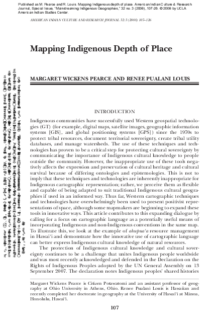 (PDF) Mapping Indigenous Depth of Place