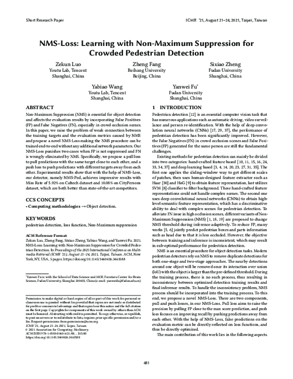 (PDF) NMS-Loss: Learning with Non-Maximum Suppression for Crowded ...