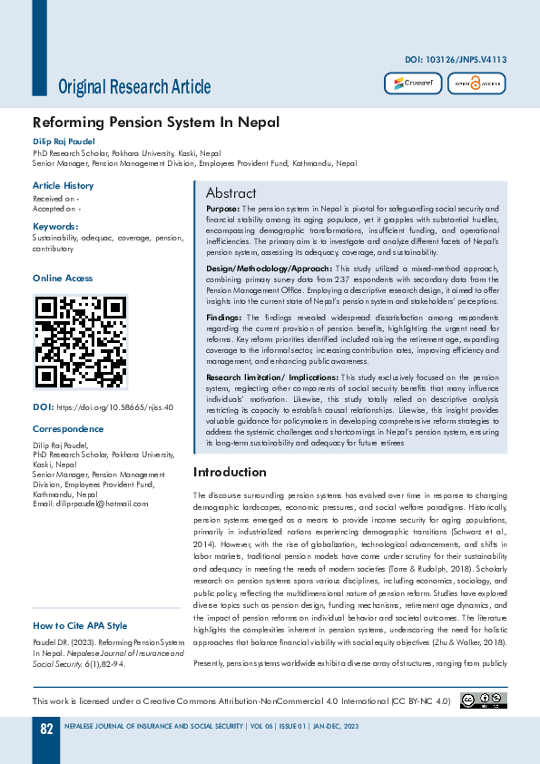 (PDF) Reforming Pension System In Nepal