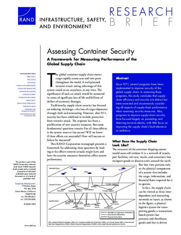 Pdf Assessing Container Security A Framework For Measuring Performance Of The Global Supply Chain