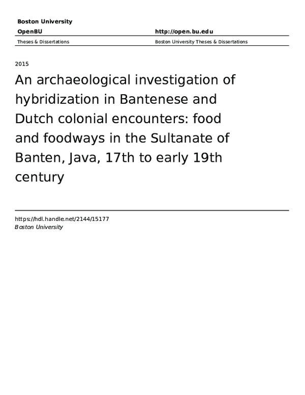(PDF) An archaeological investigation of hybridization in Bantenese and ...