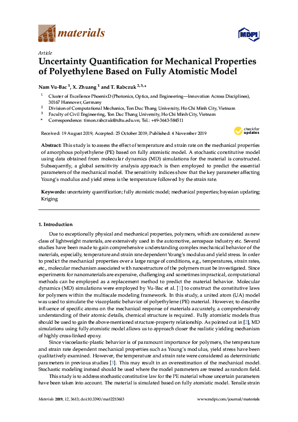 (PDF) Uncertainty Quantification for Mechanical Properties of Polyethylene Based on Fully ...