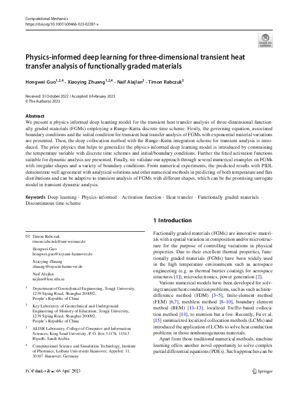 (PDF) Physics-informed deep learning for three-dimensional transient heat transfer analysis of ...