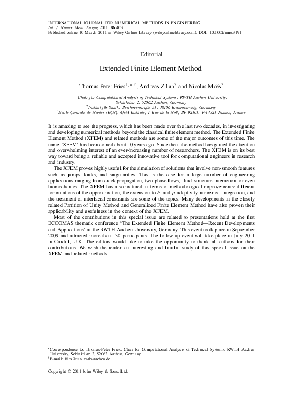 (PDF) Extended Finite Element Method