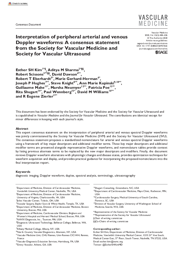 (PDF) Interpretation of peripheral arterial and venous Doppler ...
