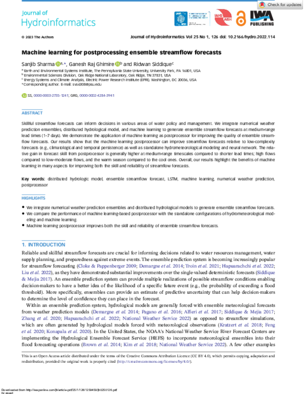 Pdf Machine Learning For Postprocessing Ensemble Streamflow Forecasts
