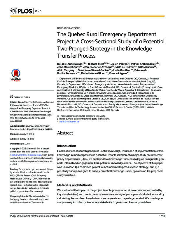 (PDF) The Quebec Rural Emergency Department Project: A Cross-Sectional ...