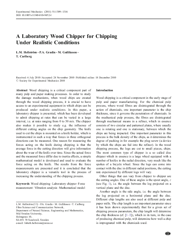 (PDF) A Laboratory Wood Chipper for Chipping Under Realistic Conditions