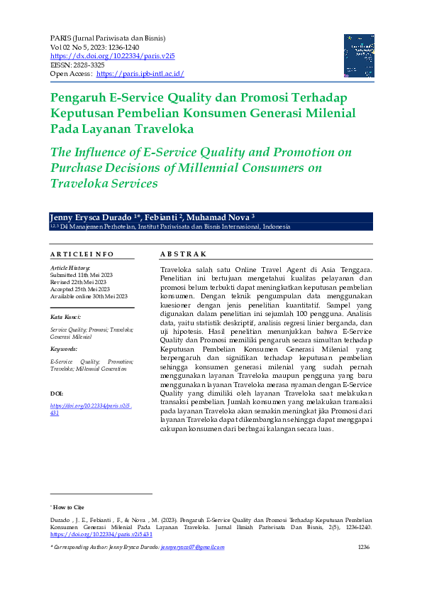 (PDF) Pengaruh E-Service Quality dan Promosi Terhadap Keputusan Pembelian Konsumen Generasi ...