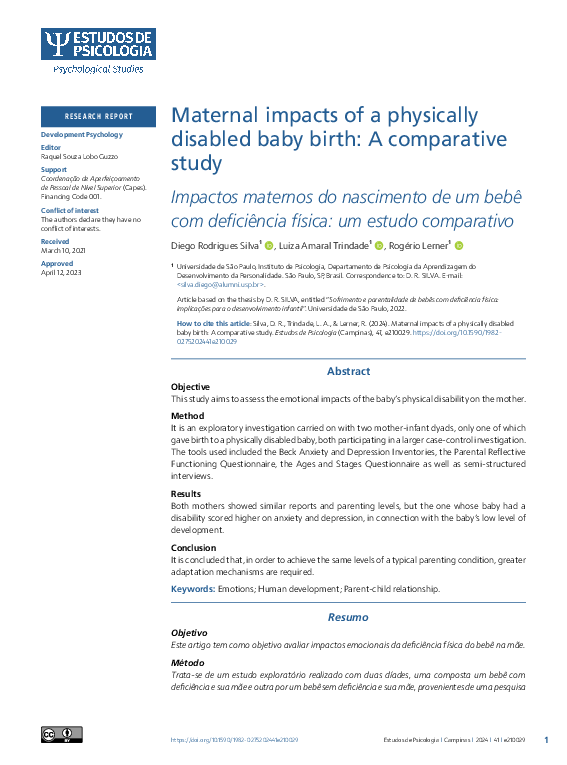 (PDF) Maternal impacts of a physically disabled baby birth: A ...