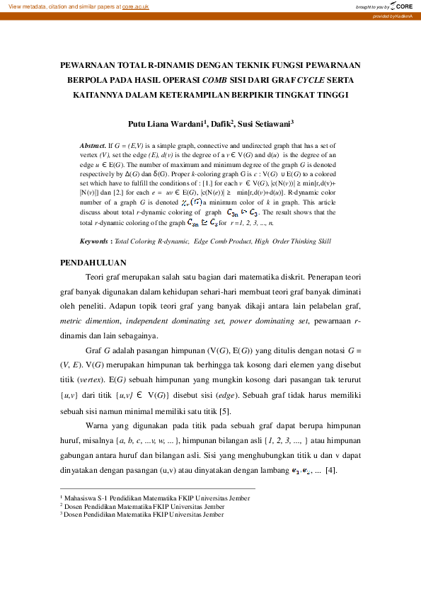 (PDF) Pewarnaan Total R-Dinamis Dengan Teknik Fungsi Pewarnaan Berpola ...