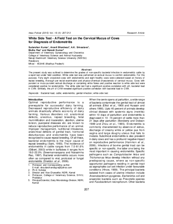 (PDF) White Side Test -A Field Test on the Cervical Mucus of Cows for ...