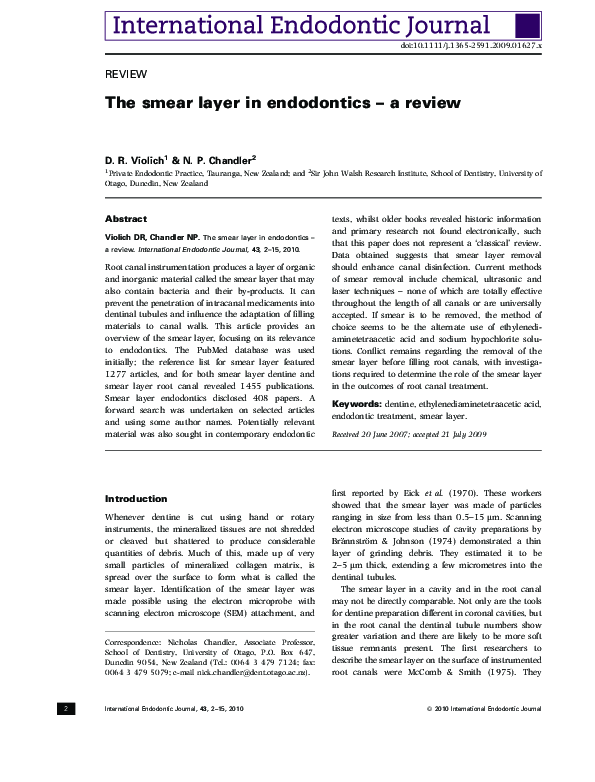 (PDF) The smear layer in endodontics – a review