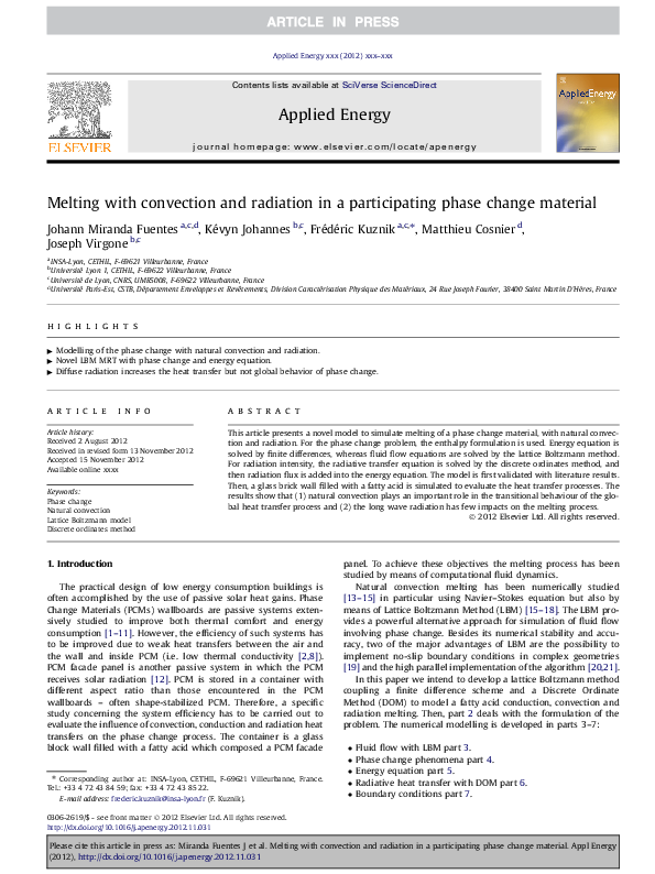 (PDF) Melting with convection and radiation in a participating phase ...