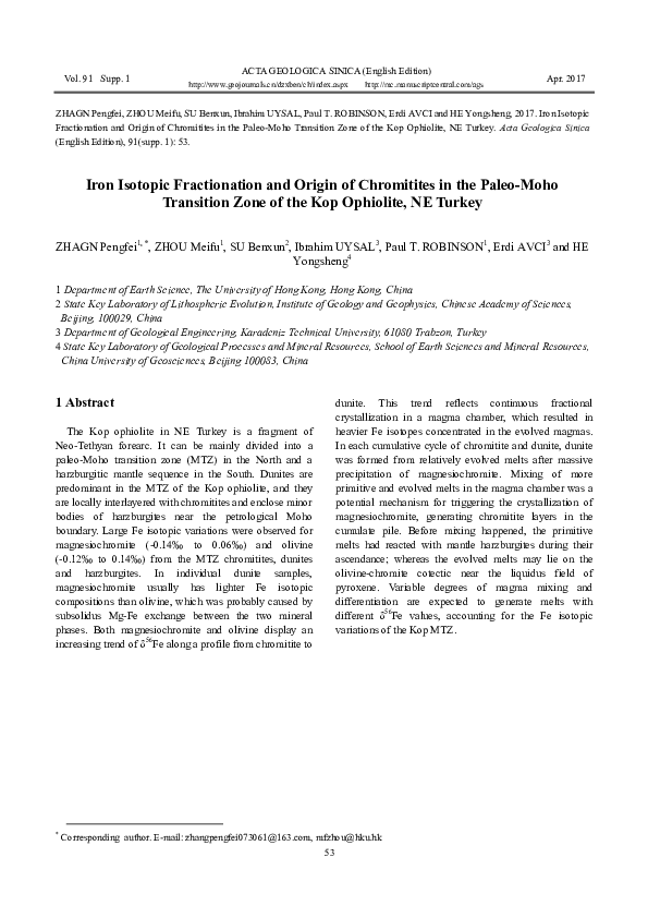 (PDF) Iron isotopic fractionation and origin of chromitites in the ...