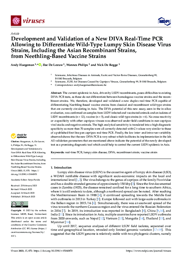 (PDF) Development and Validation of a New DIVA Real-Time PCR Allowing ...