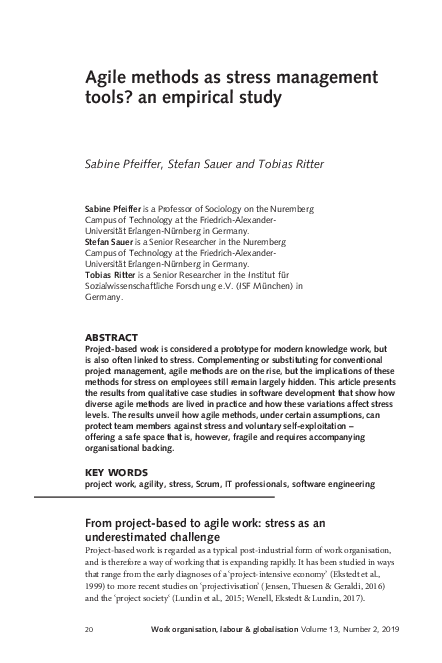 (PDF) Agile methods as stress management tools? an empirical study | Sabine Pfeiffer - Academia.edu