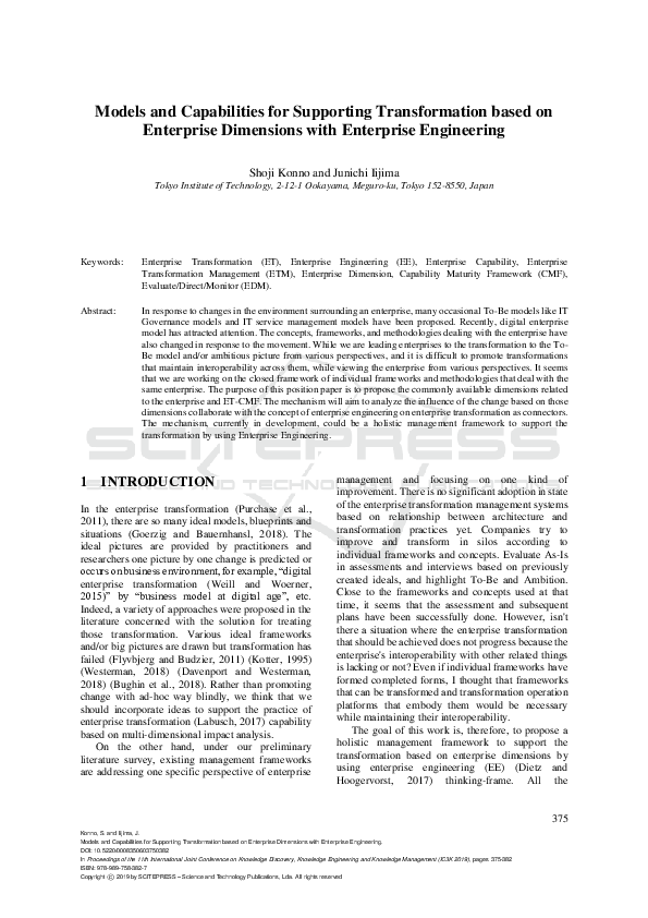 (PDF) Models and Capabilities for Supporting Transformation based on ...