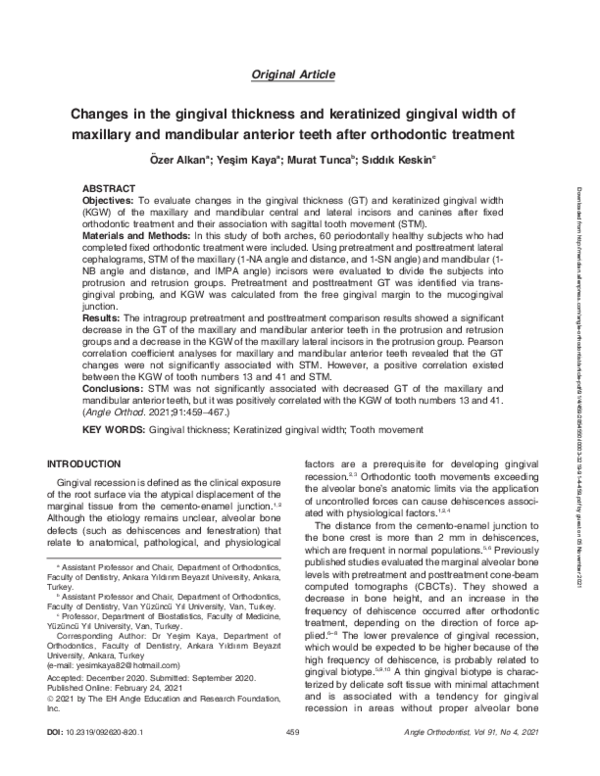 (PDF) Changes in the gingival thickness and keratinized gingival width ...