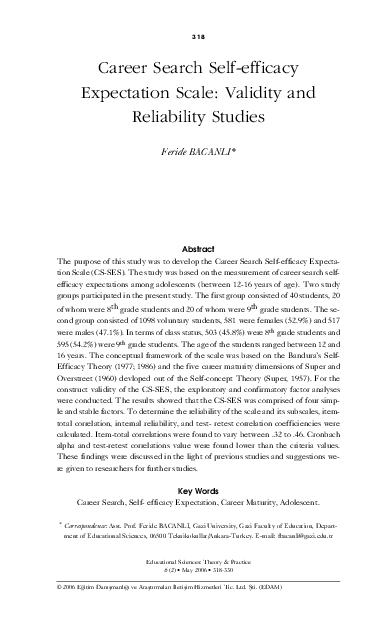 (PDF) Career Search Self-efficacy Expectation Scale: Validity and ...