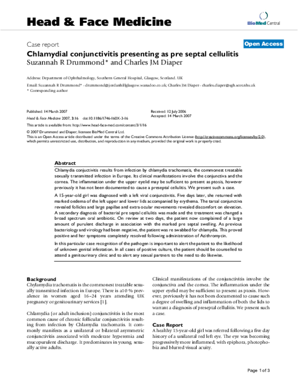 (PDF) Chlamydial conjunctivitis presenting as pre septal cellulitis ...