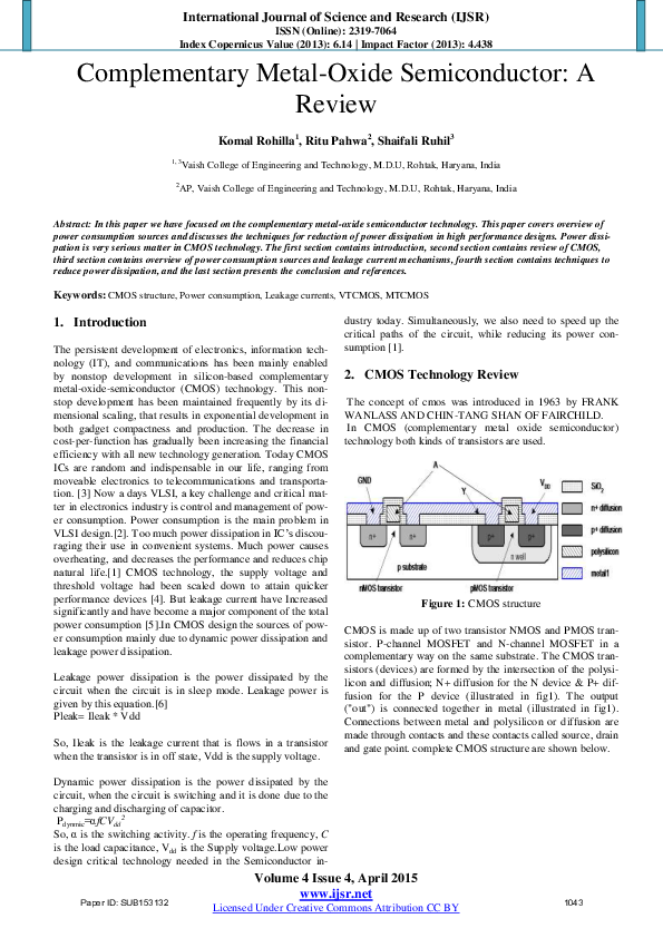 (PDF) Complementary Metal-Oxide Semiconductor: A Review