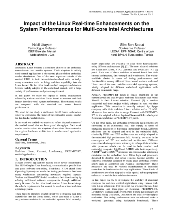 (PDF) Impact of the Linux Real-time Enhancements on the System Performances for Multi-core Intel ...