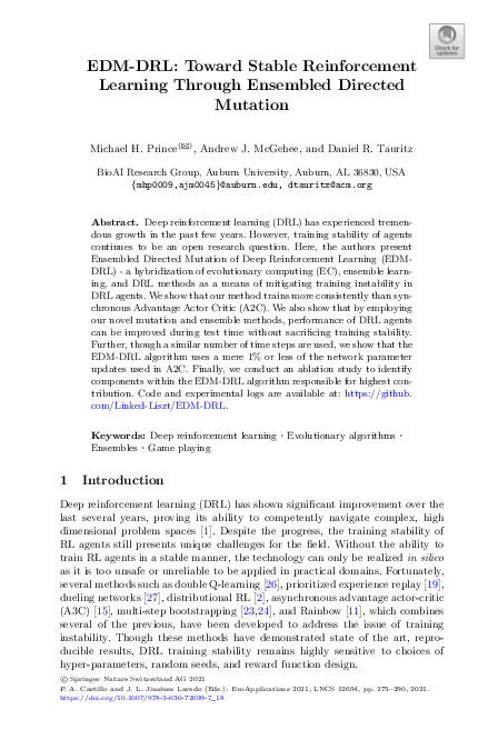 (PDF) EDM-DRL: Toward Stable Reinforcement Learning Through Ensembled Directed Mutation