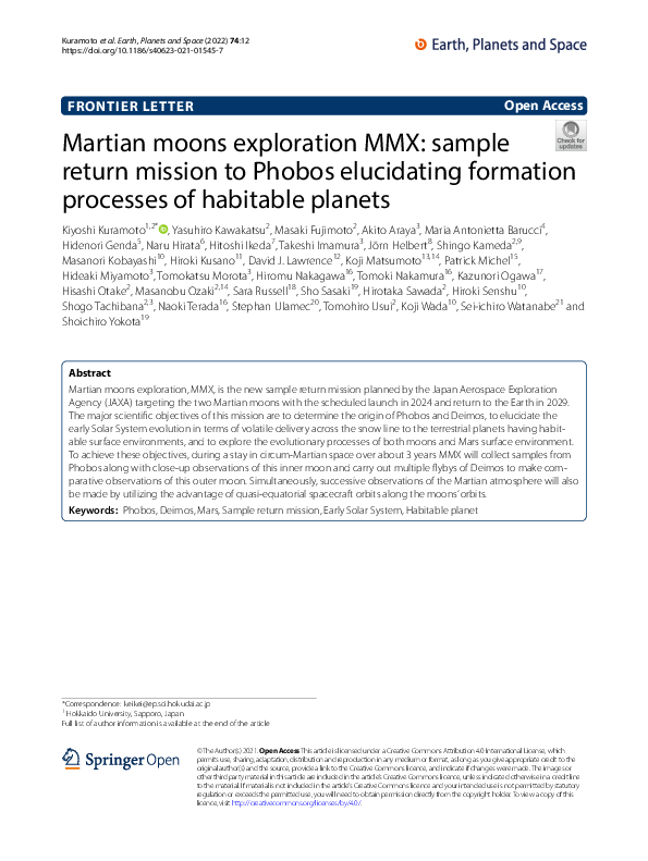 (PDF) Martian moons exploration MMX: sample return mission to Phobos ...