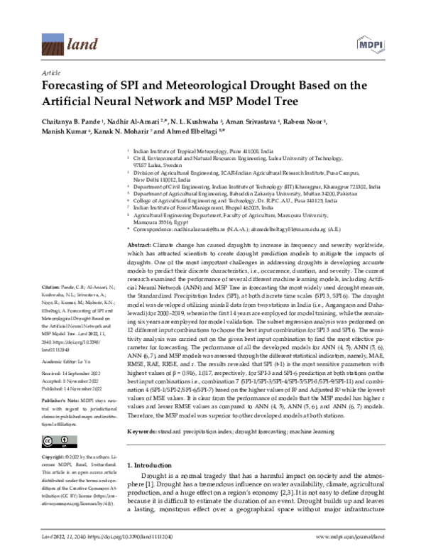 (PDF) Forecasting of SPI and Meteorological Drought Based on the ...