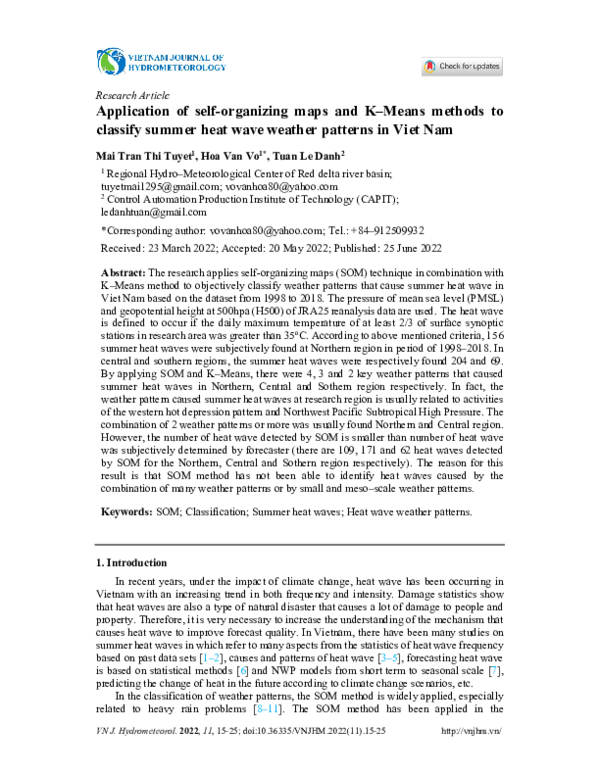 (PDF) Application of self-organizing maps and K–Means methods to ...
