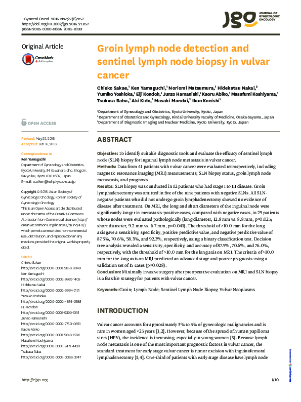 Pdf Groin Lymph Node Detection And Sentinel Lymph Node Biopsy In Vulvar Cancer