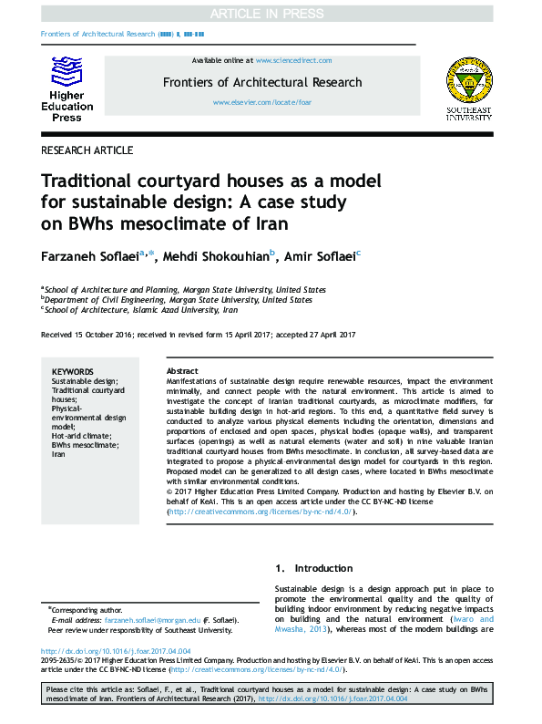 (PDF) Traditional courtyard houses as a model for sustainable design: A ...