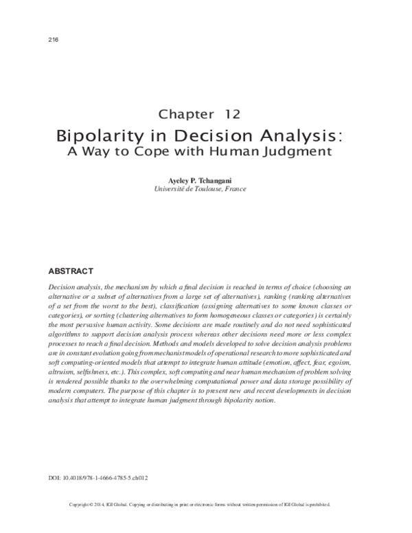 (PDF) Bipolarity in Decision Analysis
