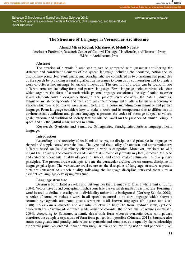 (PDF) The Structure of Language in Vernacular Architecture