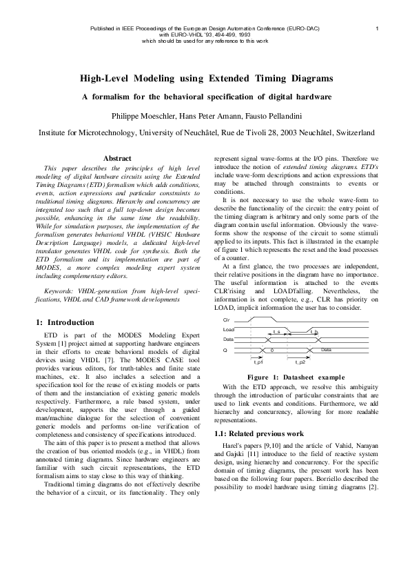 (PDF) High-level modeling using extended timing diagrams - A formalism ...